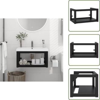 vidaXL Cadre de lavabo de salle de bain mural Noir 59x38x31 cm Fer - Meuble De Salle De Bain - Cadre De Lavabo - &Eacute;tag&egrave;re Murale - Rangement Salle De Bain