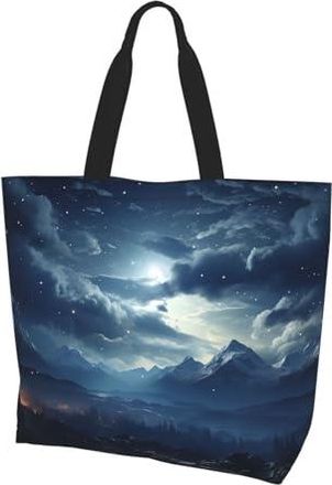 Generic Ciel Nocturne Sombre Sac A Main Femme R&eacute;utilisable Sacs De Courses Imperm&eacute;able Sac Fourre-Tout Pour Voyage Universit&eacute; Travail