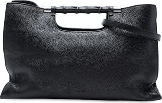 Gucci Hobo Bags - Medium Calfskin Bamboo Daily Shopper Satchel - Gr. unisize - in Schwarz - f&uuml;r Damen
