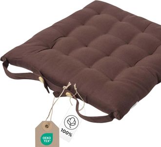 Homescapes Stuhlkissen 40x40 cm braun - Sitzkissen Outdoor/Indoor mit Baumwollbezug, Sitzpolster waschbar und Oeko-TEX-Zertifiziert für Esszimmer-, Küchen- & Gar