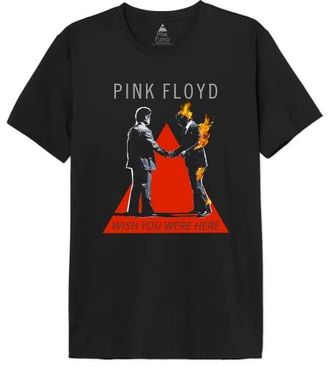 Cotton Division Legend Icon Officiel Pink Floyd imprim&eacute; T-Shirt pour Homme Col Ras du Cou Manches Courtes Coton Coupe r&eacute;guli&egrave;re,Wish You Were Here_Noir,L