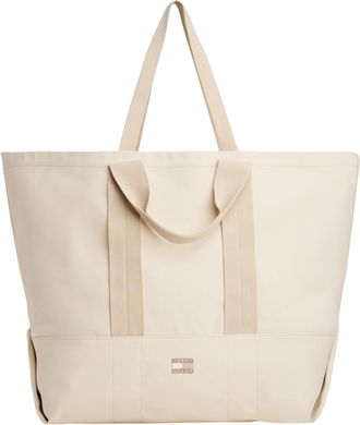 Tommy Jeans Damen Tote Bag Tasche Edition Canvas Groß, Elfenbein (Newsprint), Einheitsgröße