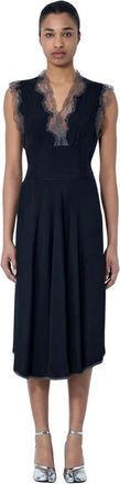 Maison Margiela Femme, Robes, Noir, Taille: 36 FR Lace Trim Midi Dress