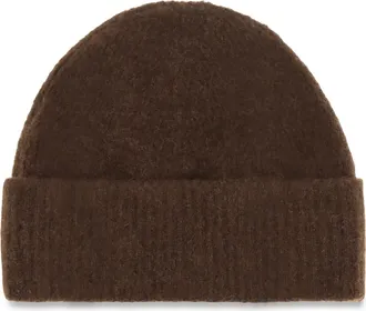 Ami Mens Ami De Coeur Wool Beanie Marron Chocolat-Ecru Ovis Aries Hats E Hairbands Chocolat/ecru