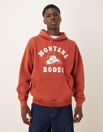 Abercrombie & Fitch Sweat à capuche avec motif western - Rouge