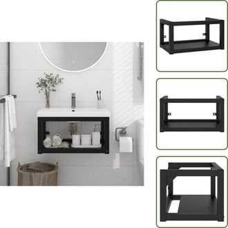 vidaXL Cadre de lavabo de salle de bain mural Noir 59x38x31 cm Fer - Meuble De Salle De Bain - Cadre De Lavabo - &Eacute;tag&egrave;re Murale - Rangement Salle De Bain