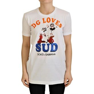 Dolce & Gabbana Buntes Rundhals T-Shirt - - Tops - Damen - Wei&szlig; - 2XS