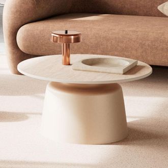 M&S Collection Table dappoint 45x45x47cm en c&eacute;ramique beige - SANTINI