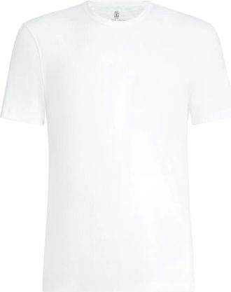 Brunello Cucinelli Geripptes T-Shirt - Wei&szlig;