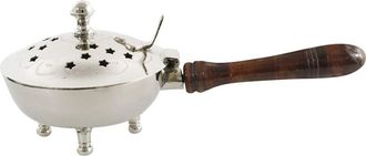 NKlaus R&auml;ucherpfanne mit Holzgriff Messing vernickelt Klappdeckel Weihrauchpfanne R&auml;ucherwerkzeug R&auml;ucherkohle Deko Geschenk 2182