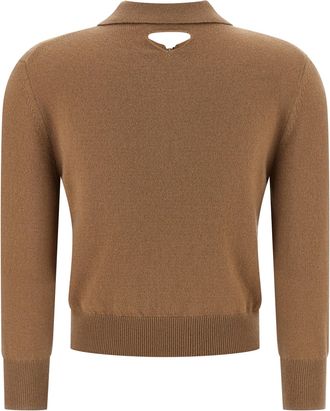 Prada Womens Beige Cashmere Polo Shirt