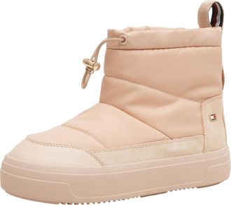 Tommy Hilfiger Damen Mid Boot Stiefel Flag Nylon Mini Snowboot Plateau, Beige (Misty Blush), 37
