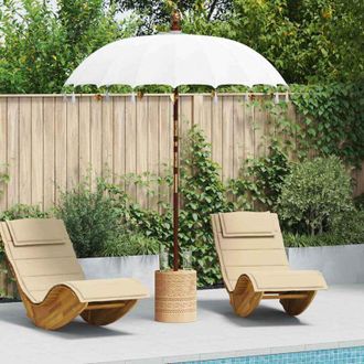 vidaXL Vidaxl - Parasol balinais Cr&egrave;me (180-190) x 260 cm Coton et bois massif