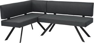 Byliving Eckbank Toronto, Bezug in dunkelgrau, Gestell in schwarz, L-Form Langer Schenkel rechts, Taschenfederkern, K&uuml;chenbank, Speisezimmerbank, Ma&szlig;e: B 182, 