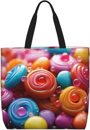 Generic Bonbons Color&eacute;s Sac Courses D&eacute;contract&eacute; Sacs De Courses R&eacute;utilisable Sac A Main Femme Pour Travail Shopping Gym