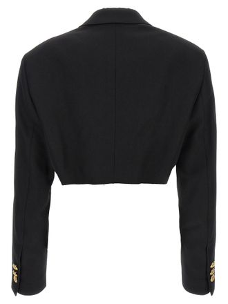 Palm Angels Double-Breasted Wool Blend Blazer - Black