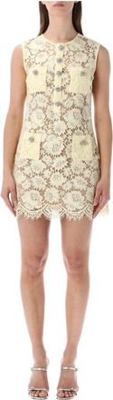 Self Portrait Femme, Robes, Jaune, Taille: 38 FR Mini Robe en Dentelle