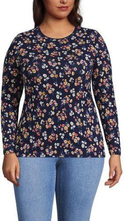 Lands End Shirt aus Baumwolle/Modal-Mix mit Rundausschnitt, Damen, Größe:52-54 plus, Blau, Elasthan/Baumwolle Modal, by Lands End