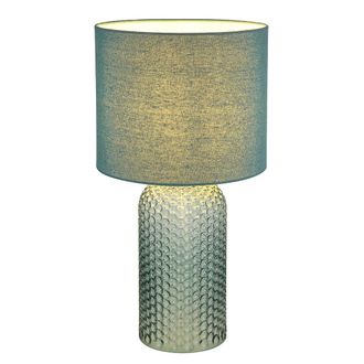 Globo Lighting LED Tischlampe Glas Textil Nachttischlampe blassgr&uuml;n Tischleuchte Wohnzimmerlampe, 1x LED 10,5 Watt 1055 lm, DxH 26,5x50 cm