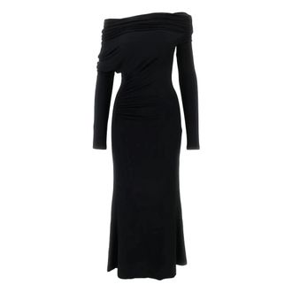 Andamane Ein-Schulter drapiertes Midi-Kleid mit offenen Schultern - - Dresses - Damen - Schwarzk - S