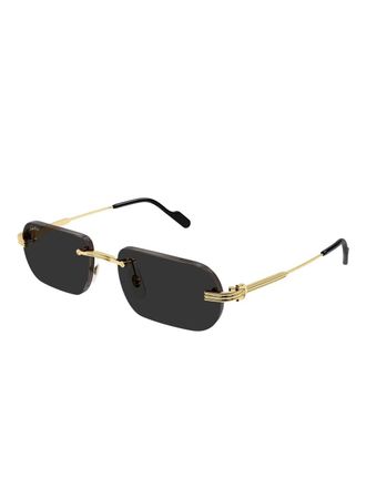 Cartier Rahmenlose Sonnenbrille mit runden Gl&auml;sern - Gold