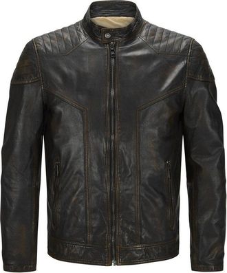 Milestone Lederjacke MSArlington Handgewachstes Lammleder Vintage-Optik Markanter Biker-Style