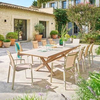 Hesperide Table de jardin 10 places Axiome extensible argile - Hesp&eacute;ride