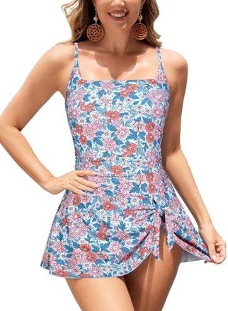 SHEKINI Maillot de bain une pi&egrave;ce pour femme Contr&ocirc;le du ventre Maillots de bain Noeud papillon Maillot de bain pour femme, Bleu clair, XXL