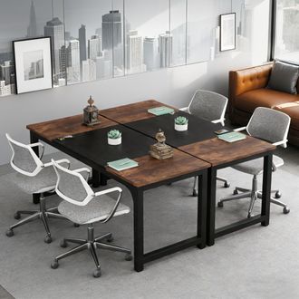 Tribesigns Schreibtisch 160 x 80 cm, 2er-Packung Gro&szlig;er Computertisch B&uuml;rotisch mit Stabilen Metallbeinen, Arbeitstisch Konferenztisch f&uuml;r Home Office, Rustikale
