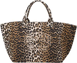 Ganni Leopard Print Oversized Tote Bag - - Bags - Damen - Mehrfarbig - ONE SIZE