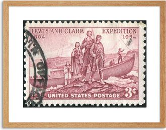 Wee Blue Coo The Art Stop POSTAGE STAMP USA VINTAGE LEWIS CLARK EXPEDITION FRAMED PRINT F97X3873