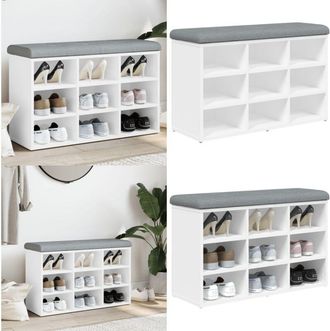 vidaXL Schuhbank Wei&szlig; 82x32x50 cm Holzwerkstoff - Schuhschrank - Flurbank - Garderobe - Einbaubank - Kommode - Home & Living