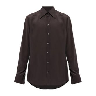 Dolce & Gabbana Seidenhemd mit Kragen - - Shirts - Herren - Braun - M