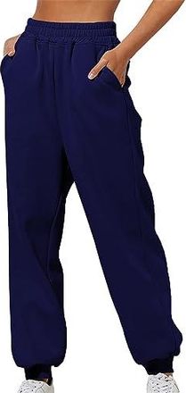 Generic liaddkv Pantalon de jogging pour femme en coton - Automne et hiver - Pantalon de sport - Couleur unie - Taille haute - Pantalon de loisirs élégant - P