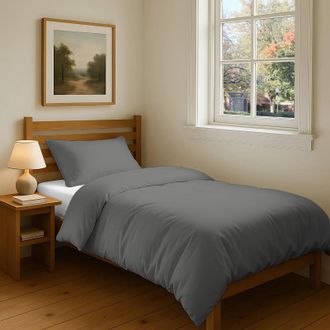 Pizuna Bettw&auml;sche 155x200 Baumwolle Dunkelgrau, 400 Fadenzahl 100% Langstapelige Baumwolle weiche Satinbindung, Bettbezug 155x200 cm mit Knopfverschluss und 