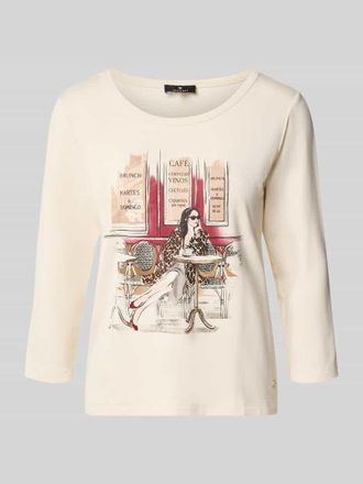 Monari T-Shirt aus Viskose-Mix mit Motiv-Print und 3/4-Arm
