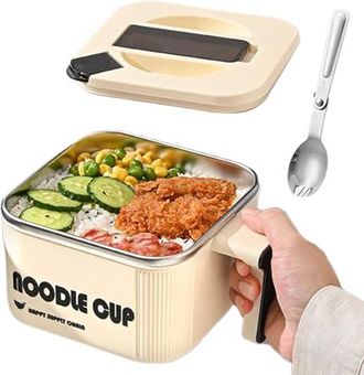 Generico Dranng Bol De Nouilles Instantan&eacute;es | Instantan&eacute; &Eacute;tanche Avec Cuill&egrave;re &Agrave; Manche | Bol &agrave; Nouilles et P&acirc;tes Micro-ondes,Pour Adultes Adolescents Cuisine