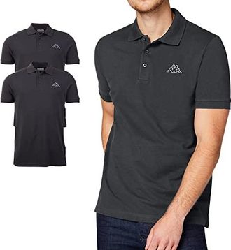 Kappa Lot de 2 polos Venist pour homme - Avec logo imprimé - Polo basique à manches courtes pour le sport, les loisirs et le bureau, Gris, XL