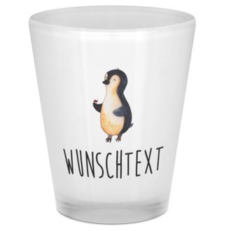 Mr. & Mrs. Panda Personalisiertes Schnapsglas Pinguin Marienk&auml;fer - Personalisierte Geschenke, Gl&uuml;ck, Liebe, Shot Gl&auml;ser Personalisieren, Wunder, Schnapsgl&auml;ser, Kleine