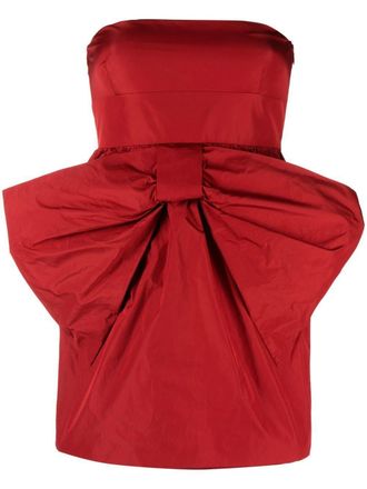 Red Valentino Schulterfreies Kleid mit Schleife - Rot
