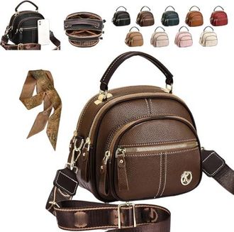 Generic Bousalutend Sac à bandoulière classique multifonctionnel avec compartiments larges et réglables en cuir, café, 34*25*11 cm (13.4*9.8*4.3 inches)