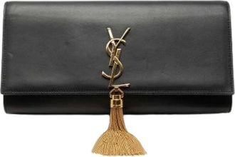 Saint Laurent Pre-owned Pochette &agrave; Rabat &agrave; Franges - Femme - Pre-owned - Noir - Taille: ONE Size