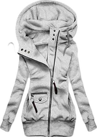 Onsoyours Veste Sweat Femme avec Capuche Long Chaud Sweat &Agrave; Capuche Longue Gilet Cardigan Femme Grande Taille Manches Longues Color Block Slim Fit Outwear A Bla