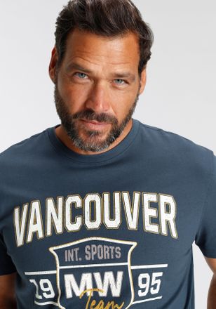 Man's World T-Shirt MANS WORLD, Herren, Gr. 4XL (68/70), blau, Single Jersey, Obermaterial: 100% Baumwolle, bedruckt, normal, Rundhals, Shirts T-Shirt, Kurzarm, b