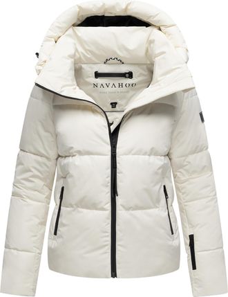 Navahoo Damen Winterjacke warme Steppjacke mit abnehmbarer Kapuze Frostherz XIV Offwhite Gr. XL