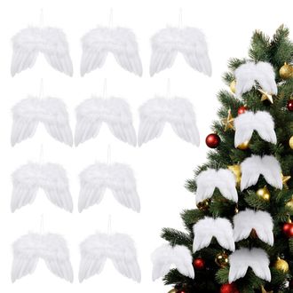 Healifty 10 Wei&szlig;E Engelsfl&uuml;Gel Zum Basteln Kleine Sublimationsrohlinge Engel Fl&uuml;Gel Federn Weihnachtsengelsfl&uuml;Gel-Ornamente Weihnachtsdeko F&uuml;R Weihnachtsbaum-B