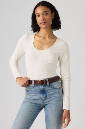 Levi's Dry Goods Pointelle Lace Long-Sleeve Top - Damen - Wei&szlig; / Wei&szlig;