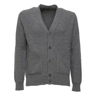 FILIPPO DE LAURENTIIS Strickjacke mit V-Ausschnitt und Kn&ouml;pfen - - Knitwear - Herren - Grau - M