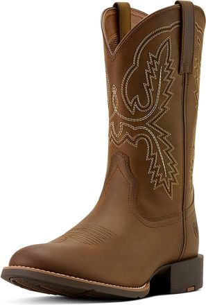 Ariat Mens Sport Stratten W Toe Western Boots in Distressed Brown Leather, D Medium Width, Size 42.5, by Ariat