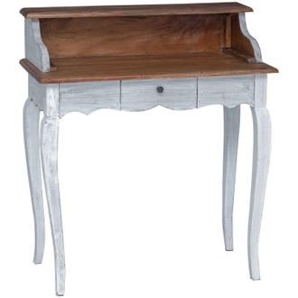 vidaXL Schreibtisch Braun und Wei&szlig; 80 x 40 x 92 cm Massivholz Mahagoni vidaXL